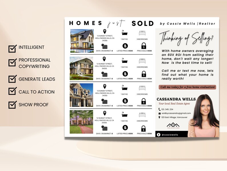 Homes Sold Post Card Real Estate Marketing Real Estate Sold Template ...