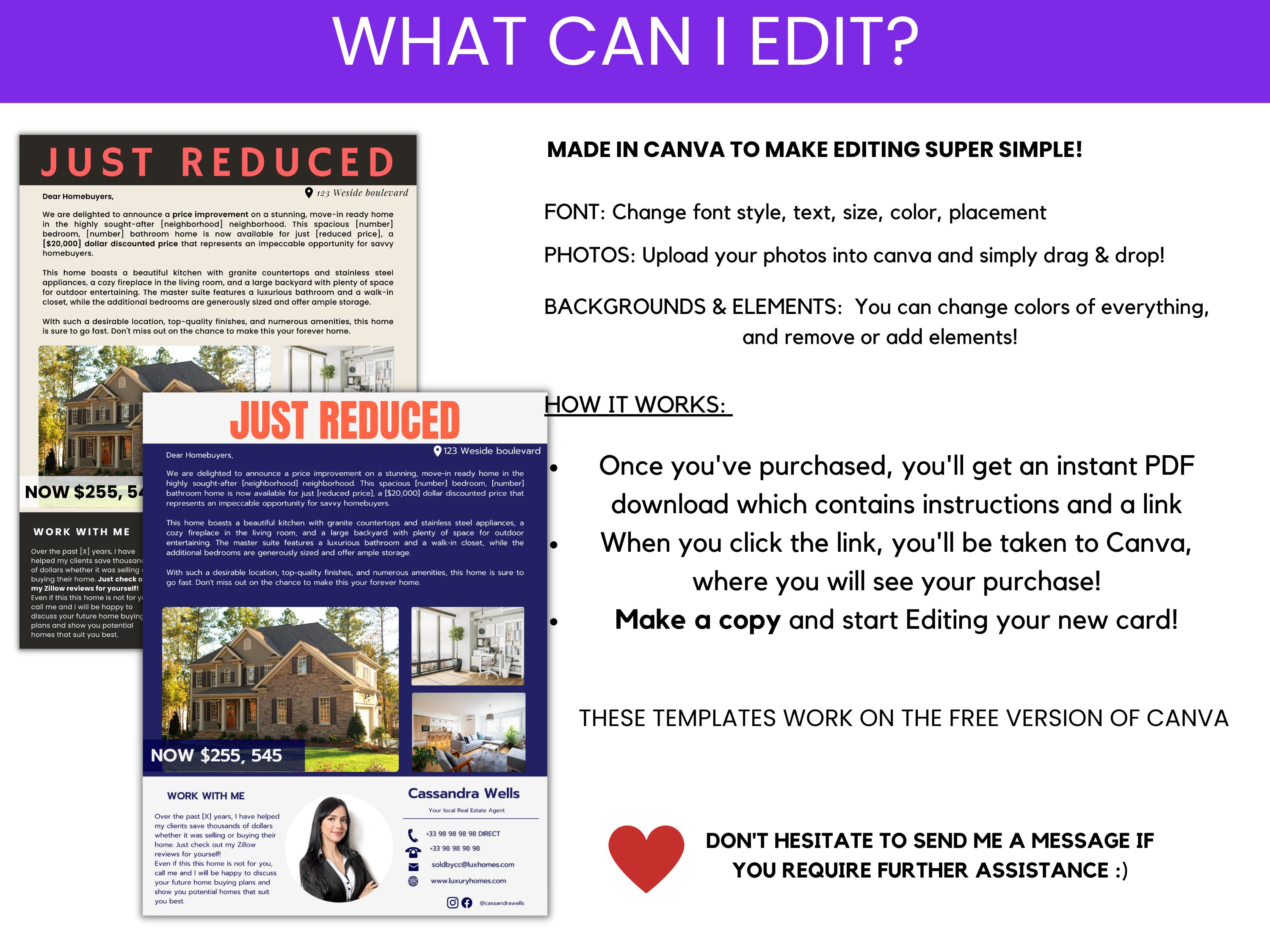 Just Reduced Announcement Real Estate Flyer With QR Code Home Price ...