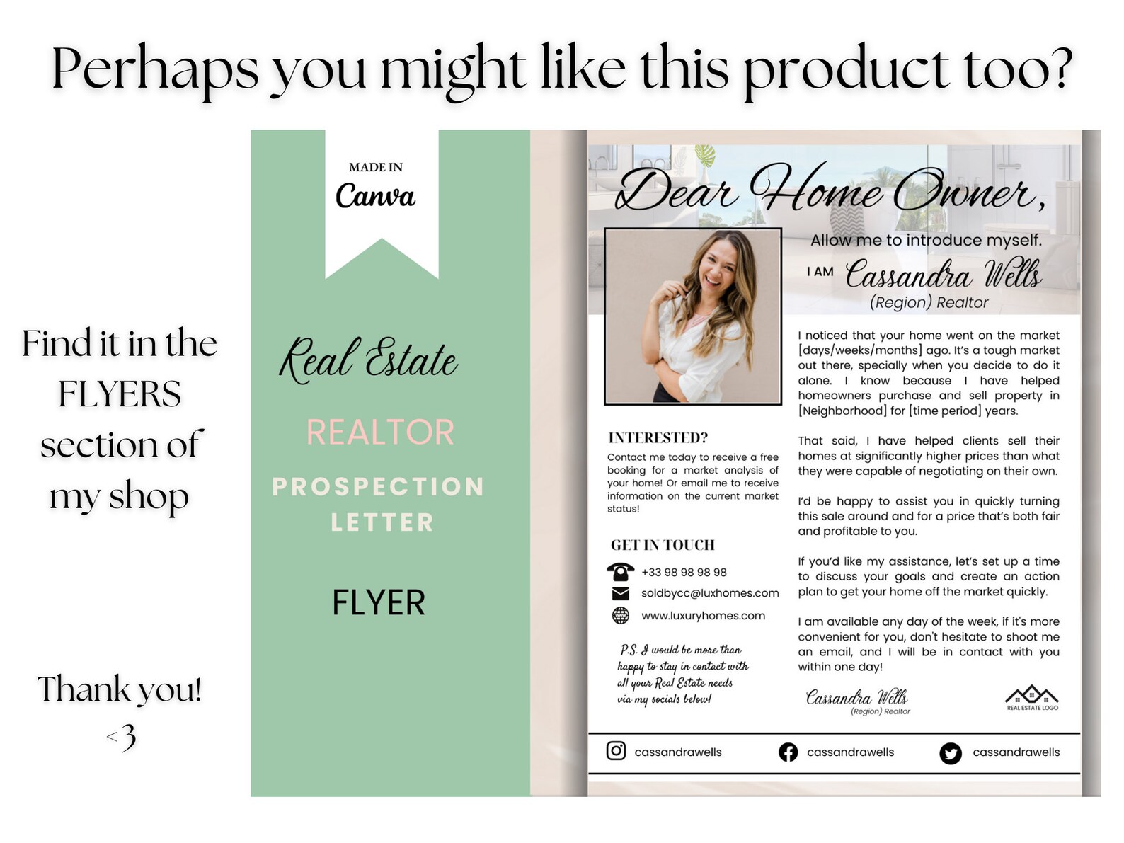 Realtor Introduction Letter Flyer Real Estate Marketing Canva Template ...