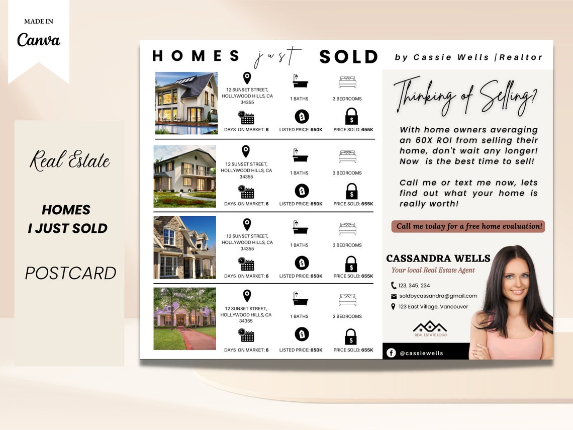 Homes Sold Post Card Real Estate Marketing Real Estate Sold Template ...