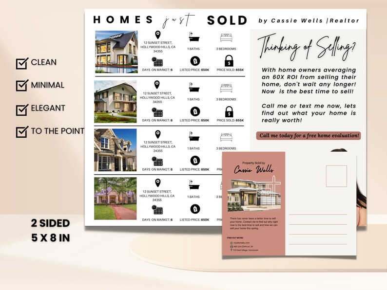 Homes Sold Post Card Real Estate Marketing Real Estate Sold Template ...
