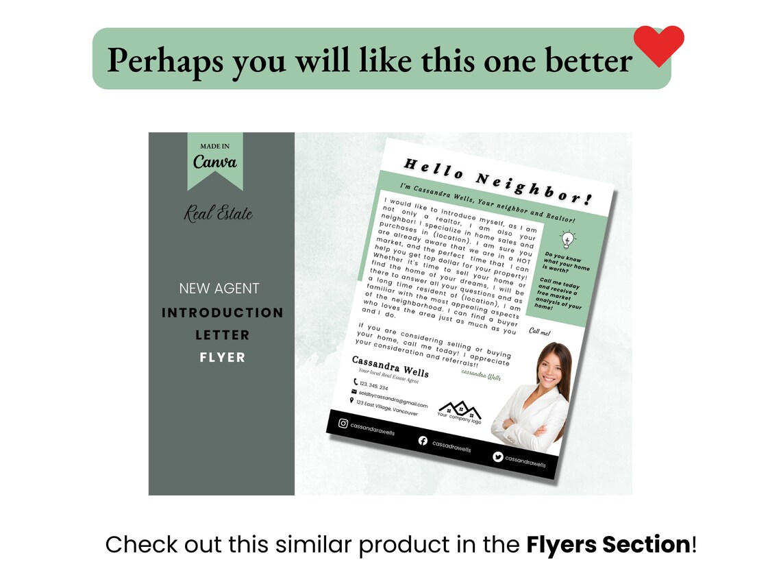 Realtor Introduction Letter Real Estate Marketing Canva Template Real ...