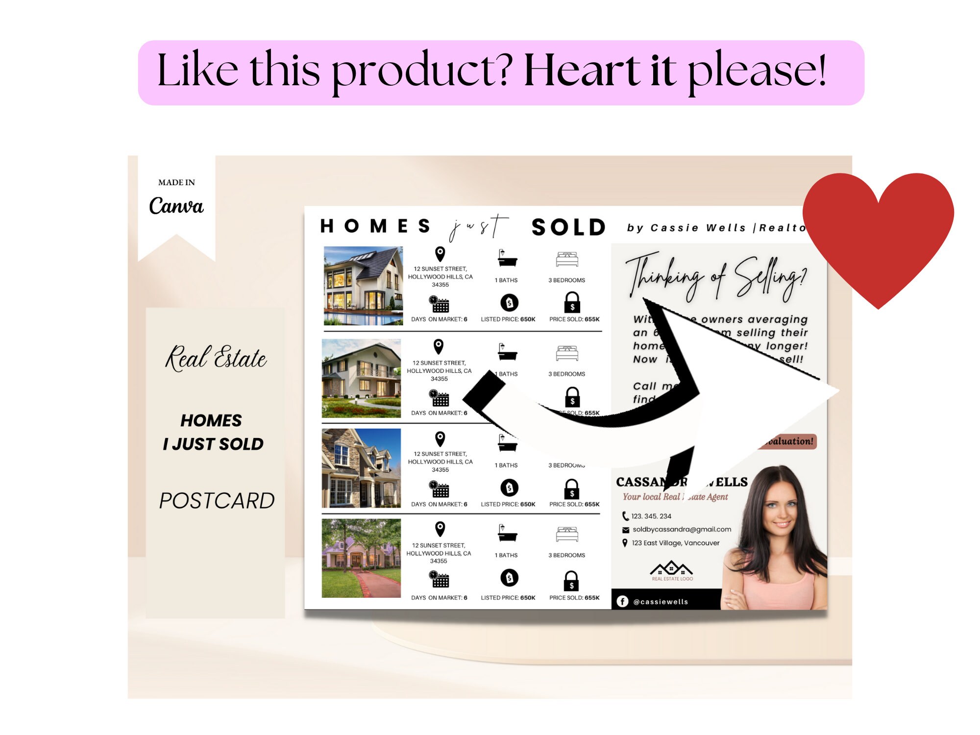 Homes Sold Post Card Real Estate Marketing Real Estate Sold Template ...