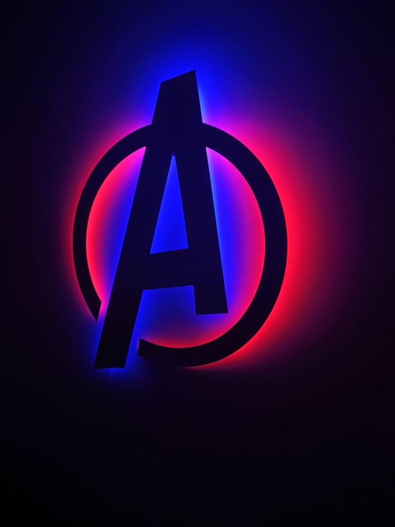 Avangers Metal Led Light Avengers Logo Sign Led marvel - Etsy
