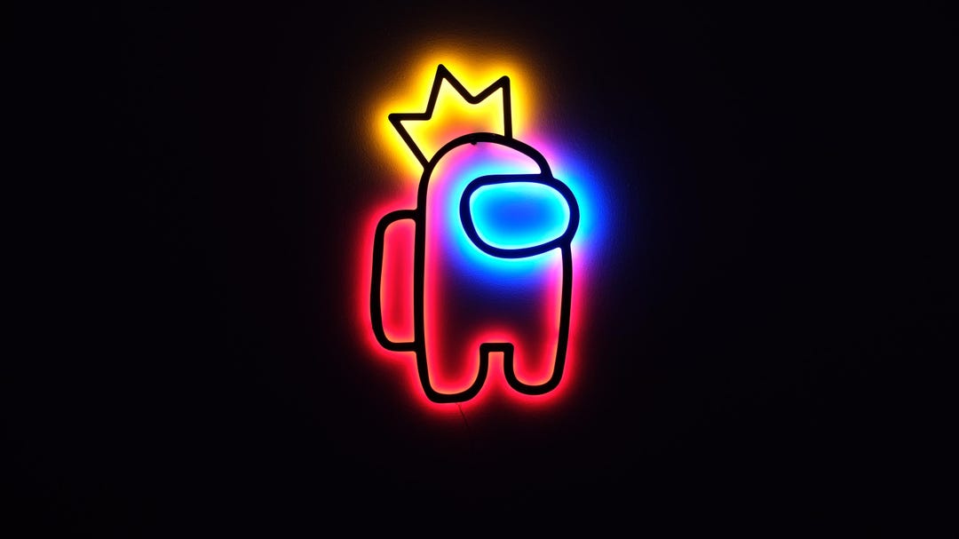 Among Us Wall Art, Among Us Metal LED Wall Sign, Among Us Metal Lighted ...
