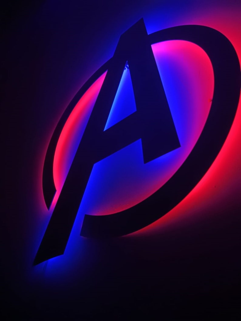 Avangers Metal Led Light Avengers Logo Sign Led marvel - Etsy