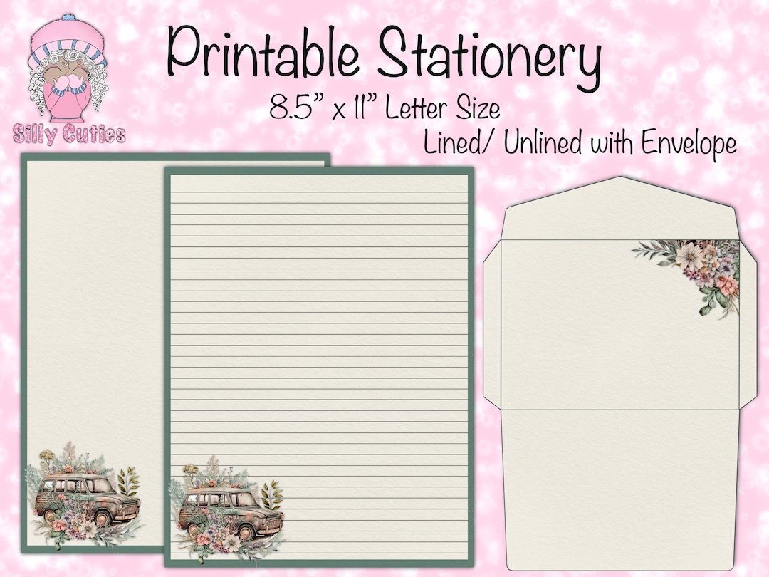 Printable Stationery With Envelope 8.5x11/printable Envelope/instant ...