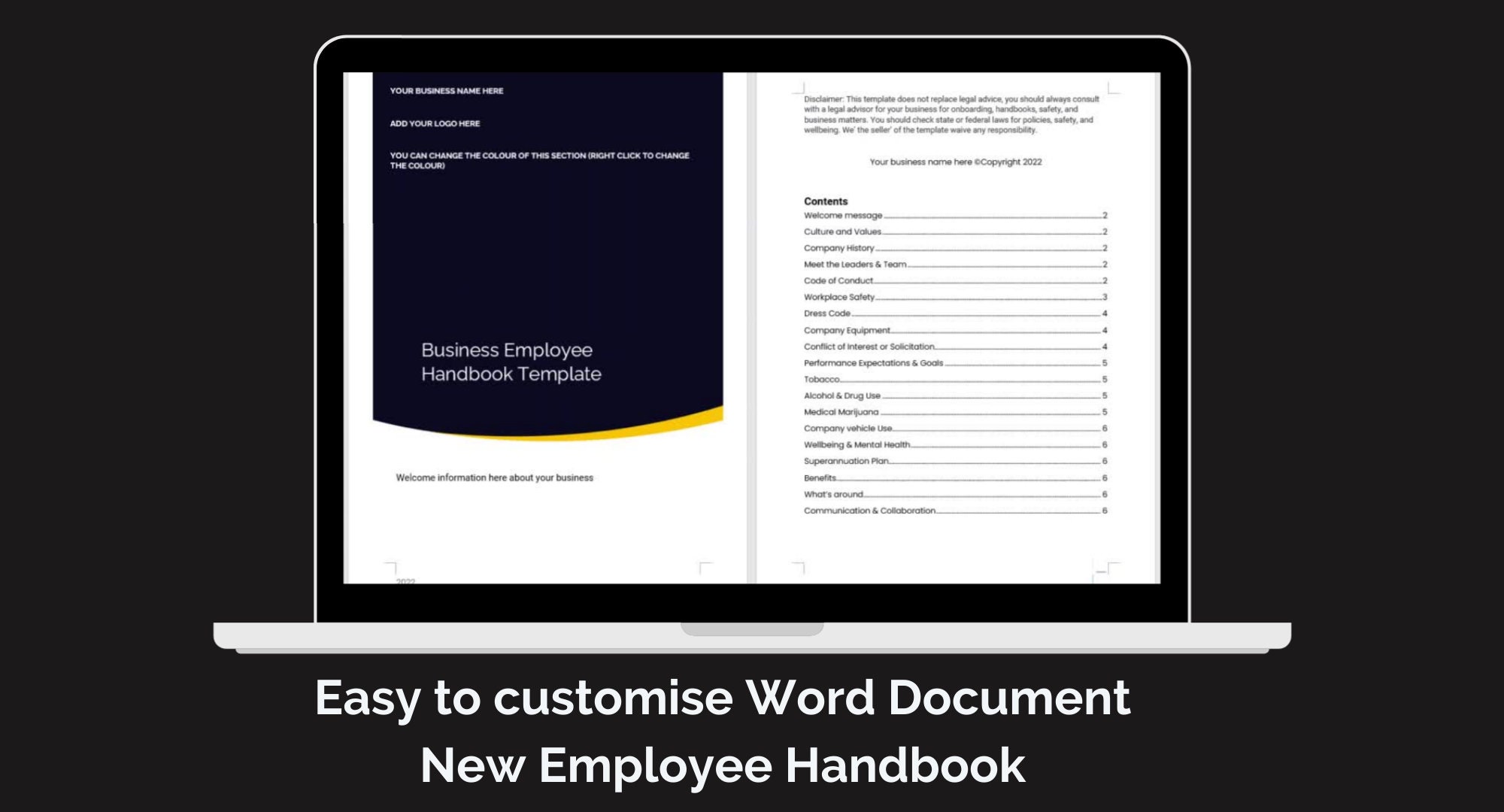 New Employee Handbook Template | MS Word Document Fully Customisable ...