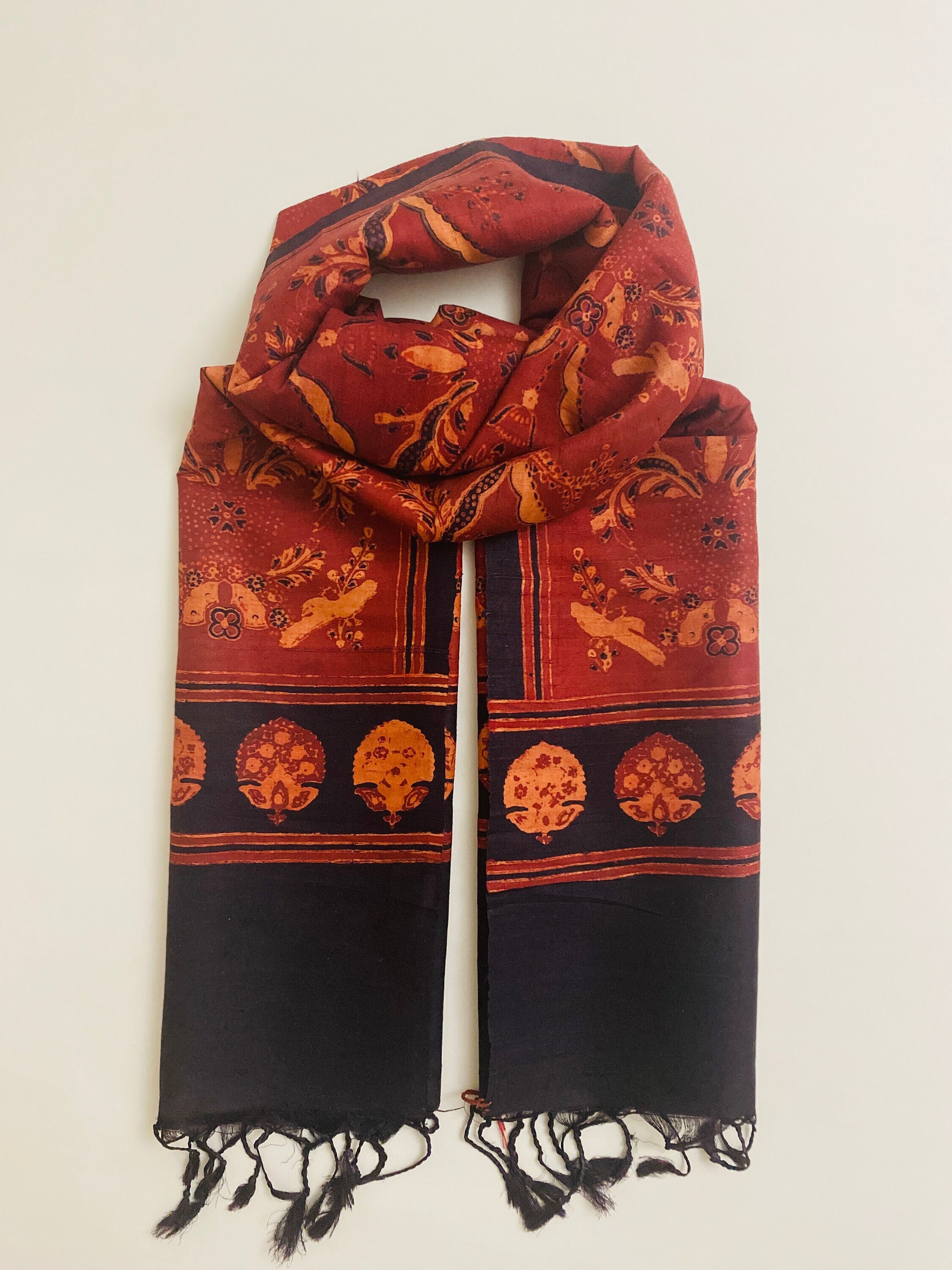 Natural Dye Scarf Pure Silk Scarf Vegetable Dyes Handwoven Hand Made ...