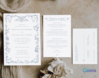 Secret Garden Wedding Invitation Suite | Digital Canva Template ...
