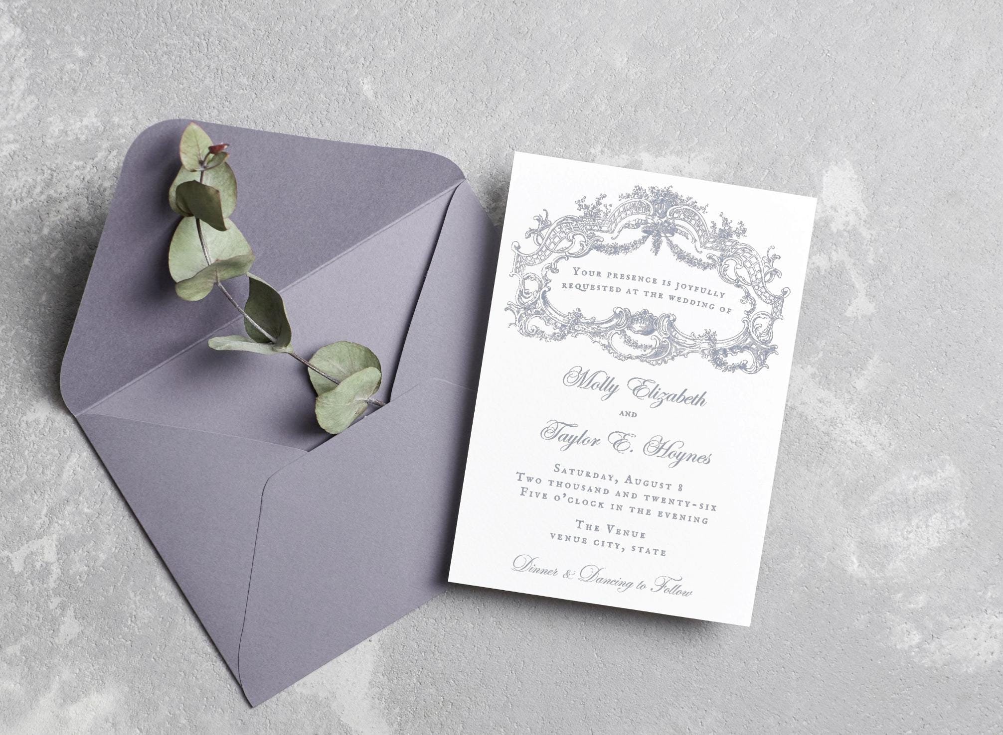 Elegant Regal Wedding Invitation Template | Digital Canva Download ...