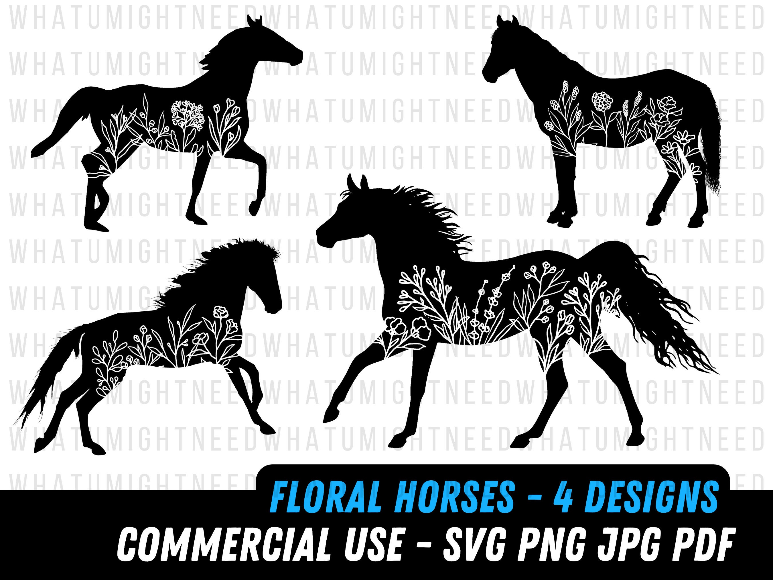 Floral Horse SVG Bundle Floral Horse Png Love Horses Digital File ...