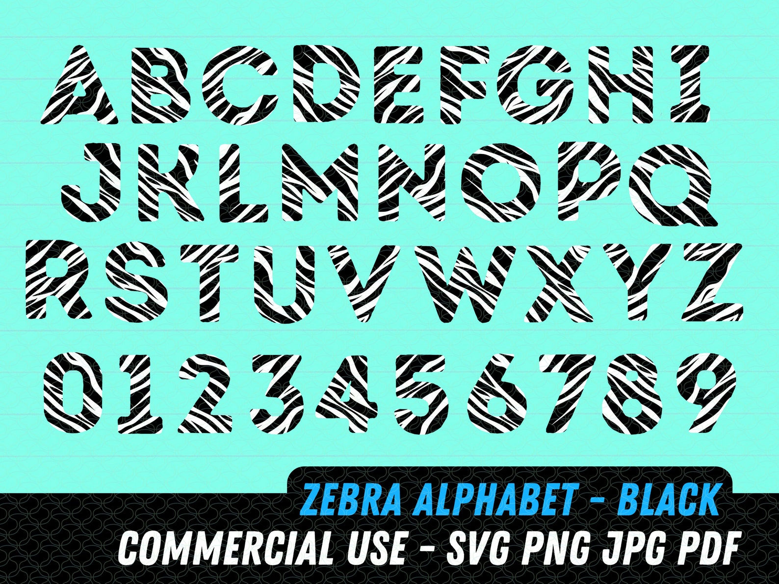 Zebra Font SVG ABC Zebra Png Zebra Alphabet Striped - Etsy