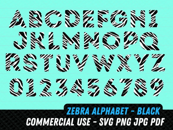 Zebra Font SVG ABC Zebra Png Zebra Alphabet Striped | Etsy Canada