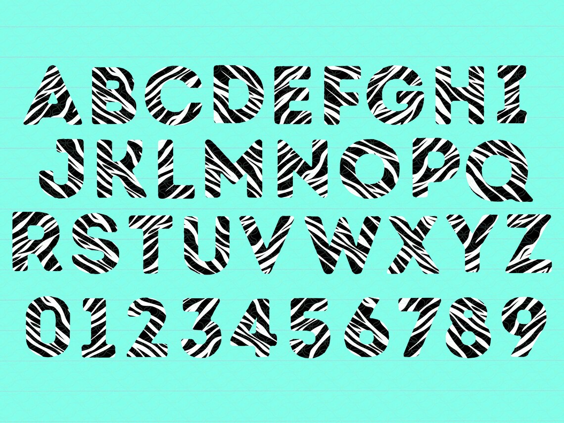 Zebra Font SVG ABC Zebra Png Zebra Alphabet Striped - Etsy