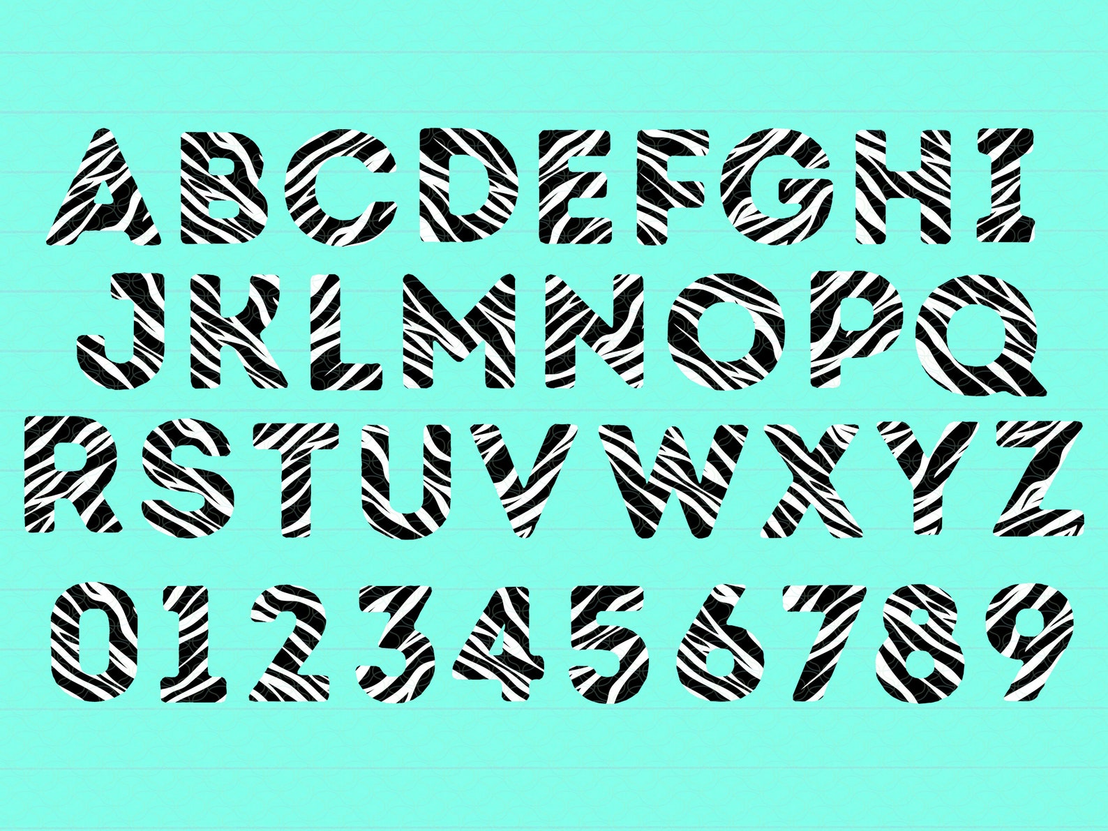 Zebra Font SVG ABC Zebra Png Zebra Alphabet Striped - Etsy