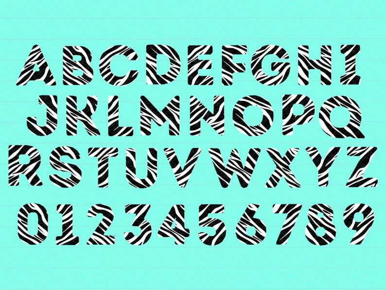 Zebra Font SVG ABC Zebra Png Zebra Alphabet Striped - Etsy
