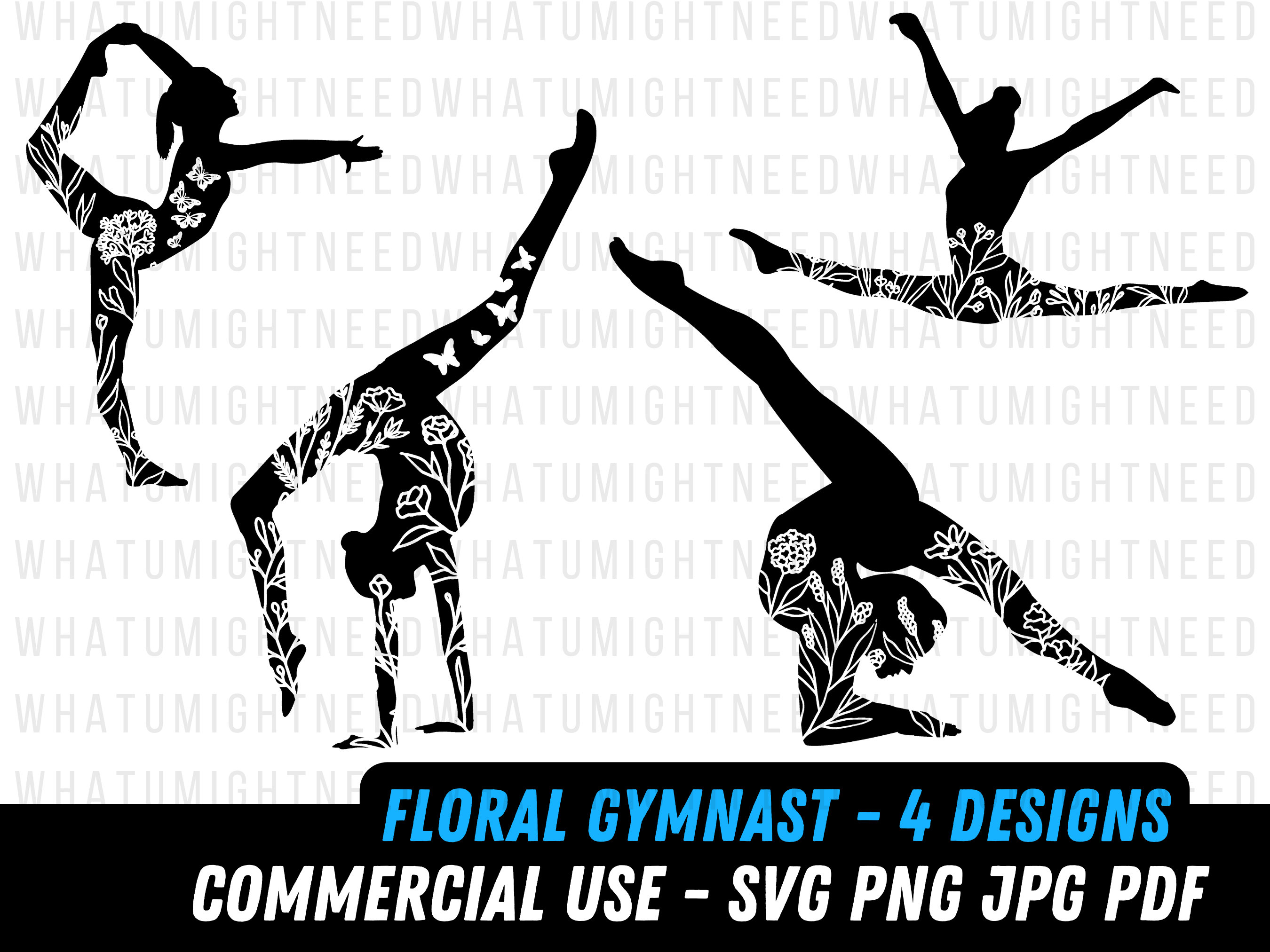 Floral Gymnastics SVG Bundle | Gymnastics Svg | Gymnast Svg Bundle ...