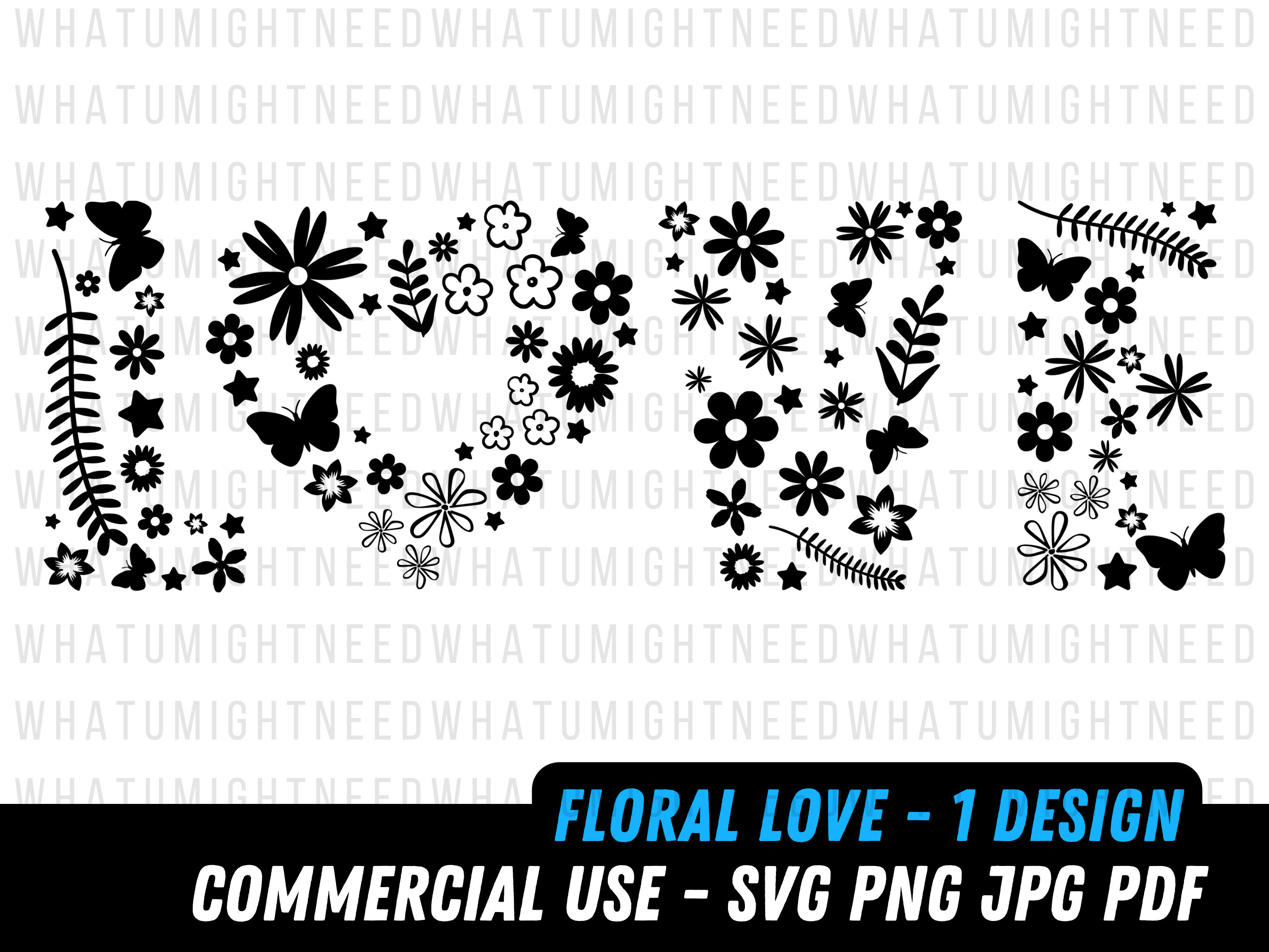 Floral Love SVG Word Love Svg Vector Love Svg Floral Love Png Love ...