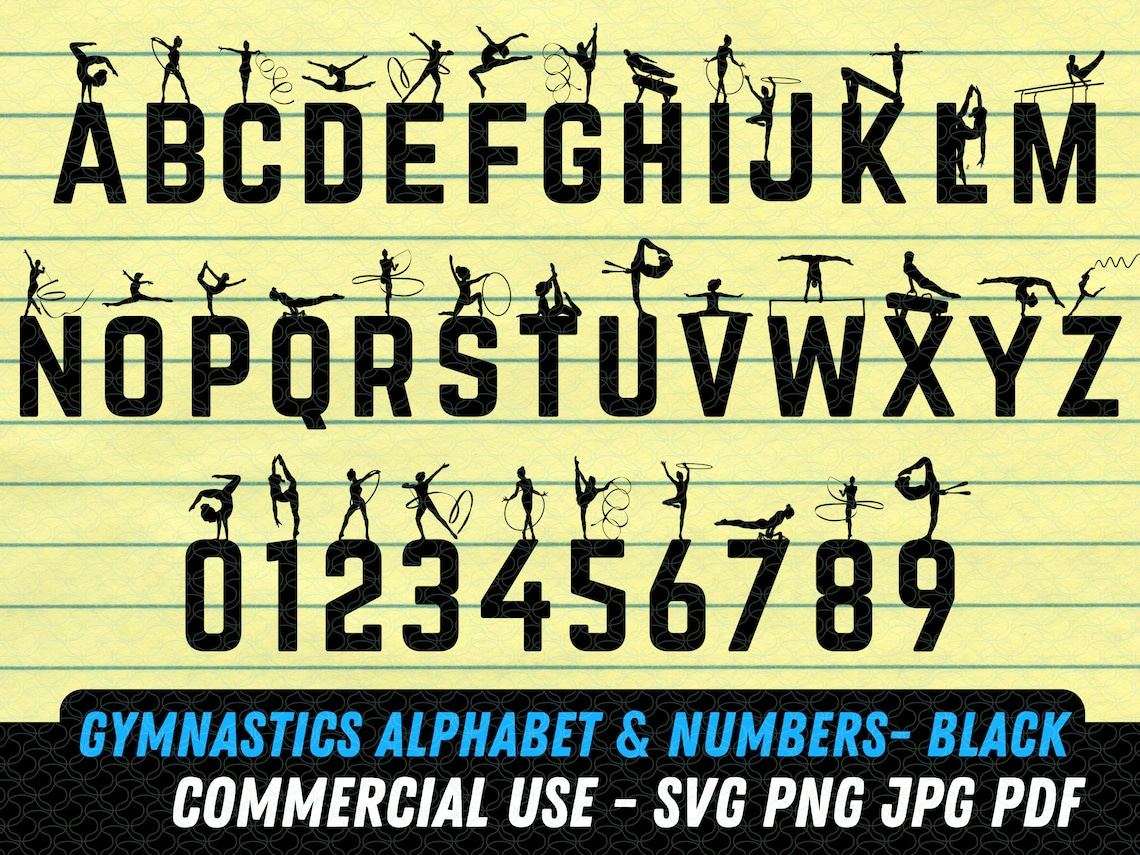 Gymnastics Font SVG ABC Gymnast Png Gymnastics Alphabet Gymnast Letters ...