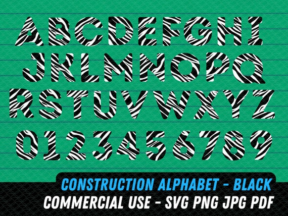 Zebra Font SVG ABC Zebra Png Zebra Alphabet Striped | Etsy