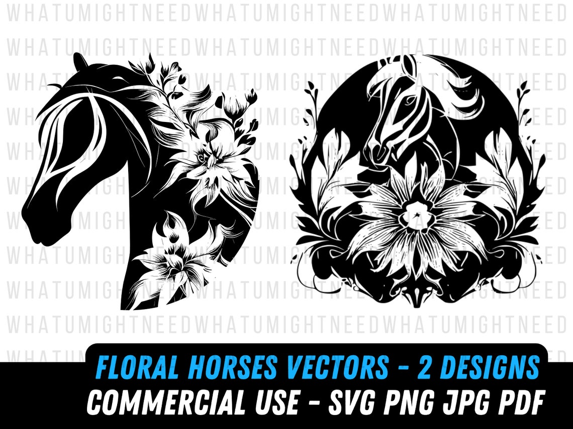 Floral Horse SVG Bundle Floral Horse Vectors Love Horses - Etsy