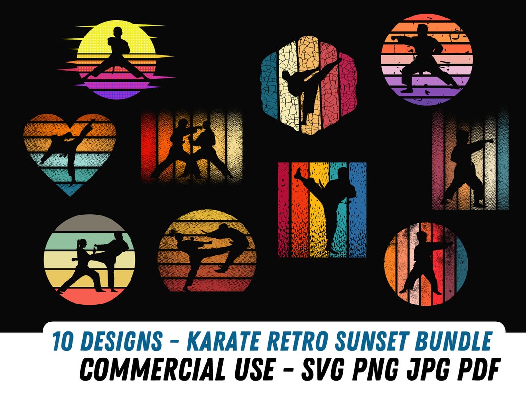Karate Bundle SVG | Karate Retro Sunset Png | Karate Digital File ...