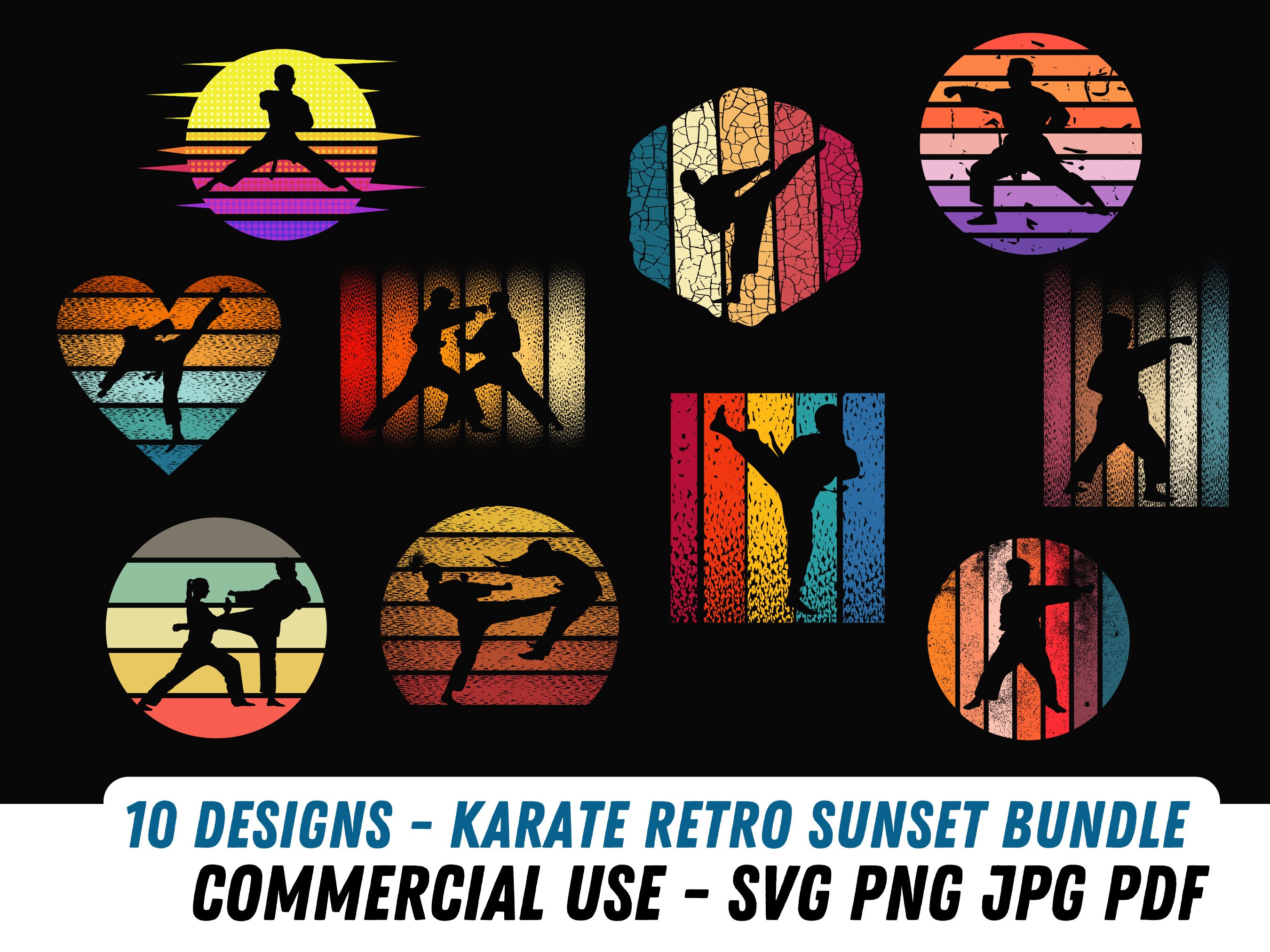 Karate Bundle SVG | Karate Retro Sunset Png | Karate Digital File ...