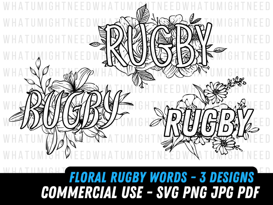 Rugby Bundle SVG Rugby Floral Png Rugby Player Digital File Rugby Svg ...