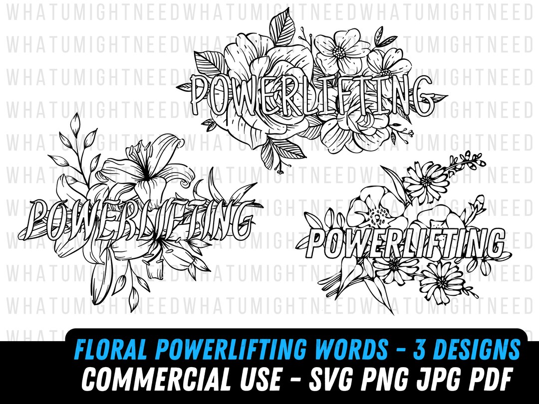 Powerlifting Bundle SVG Powerlifting Floral Png Workout Digital File ...