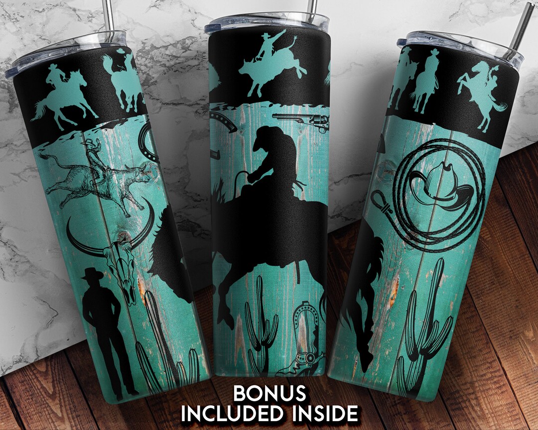 20 Oz Skinny Tumbler Wrap Cowboy Rodeo Design Png Files Tapered ...