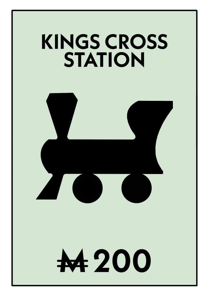 Personalised Monopoly Train Station Inspired Print Choose - Etsy UK