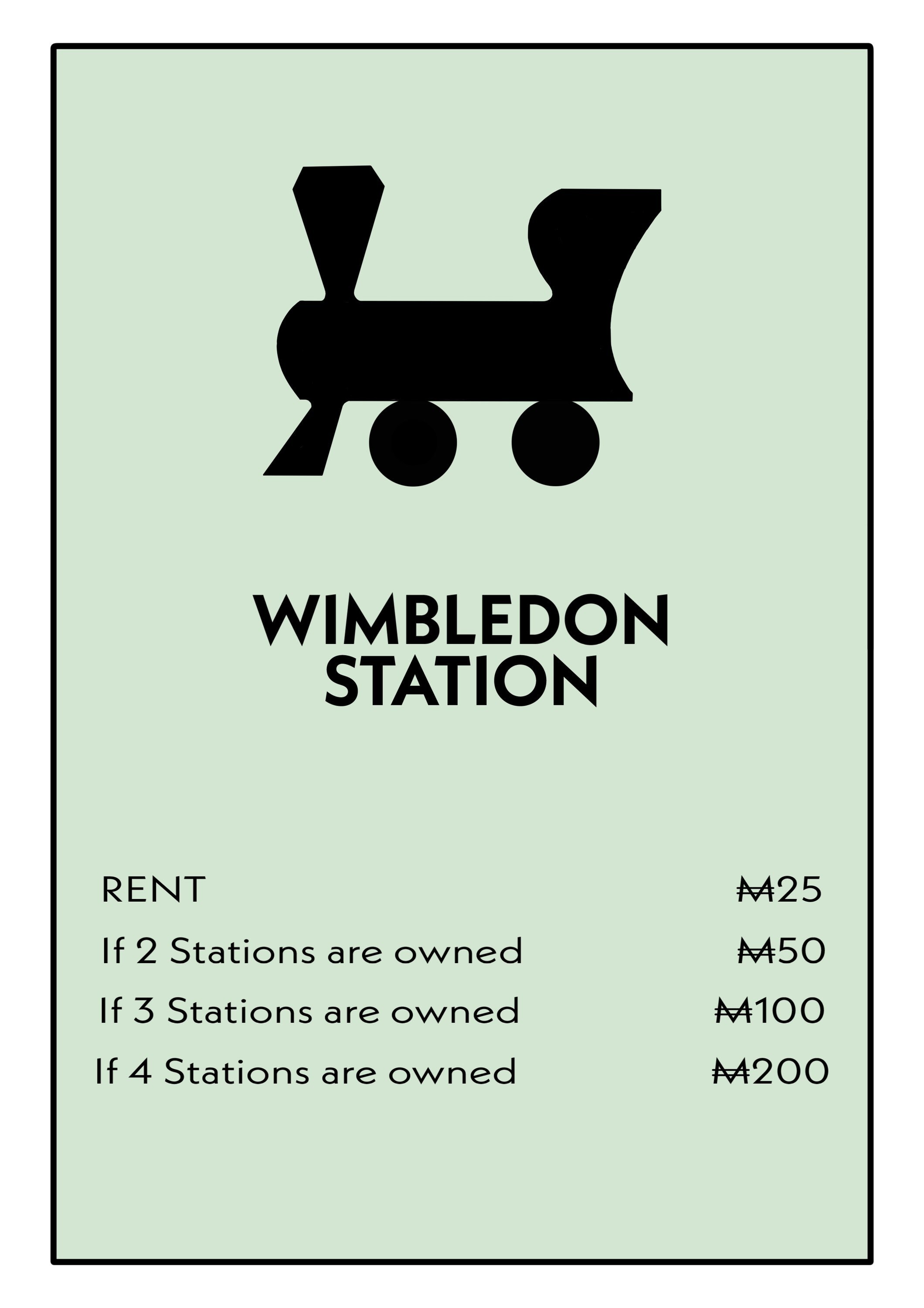 Personalised Monopoly Train Station Inspired Print Choose - Etsy UK