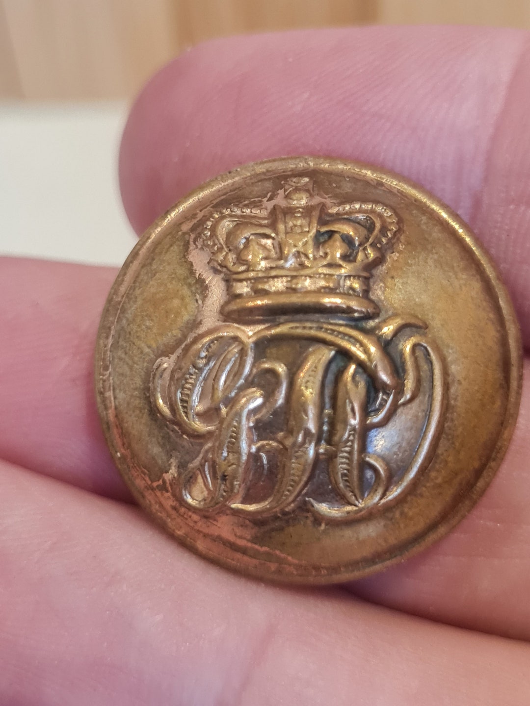 Vintage General Post Office Brass Button Featuring the King's Crown and ...