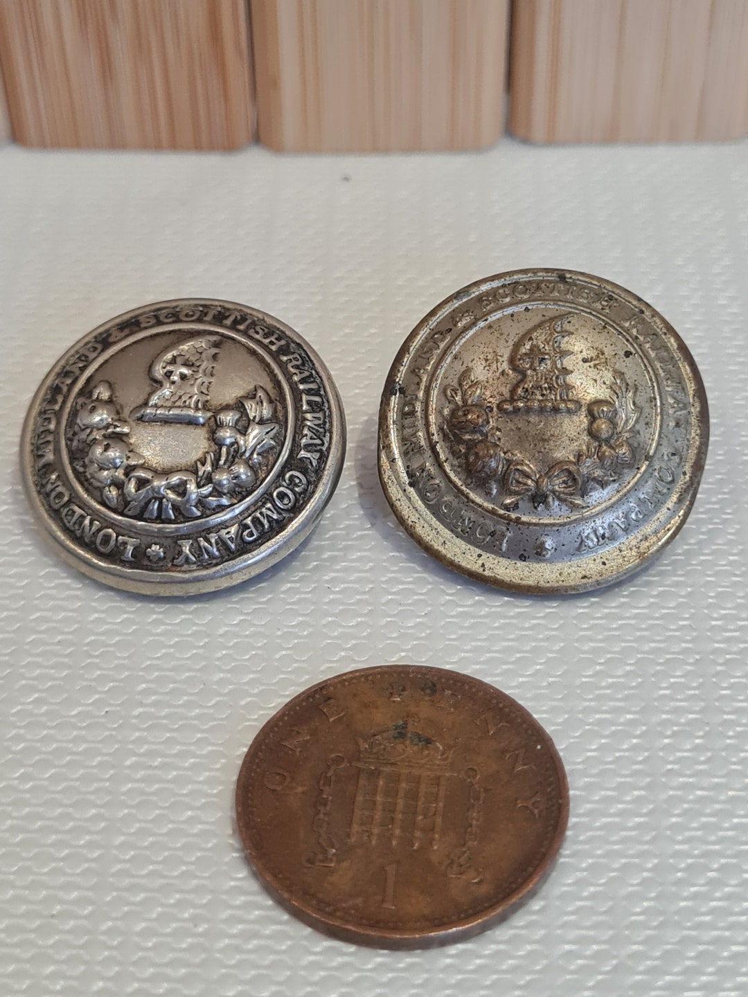 Two Vintage Railway Uniform Buttons - London Midland & Scottish Railway ...