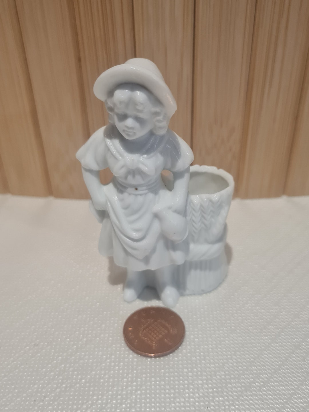 Beautiful White, German Matte Pottery Model of a Young Girl and Sheaf ...