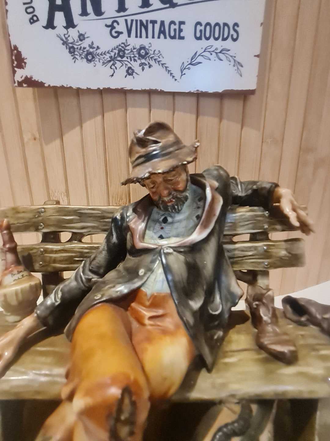 Vintage Clown Traveling Hobo on Bench Suitcase Great Detail 7 Tall ...