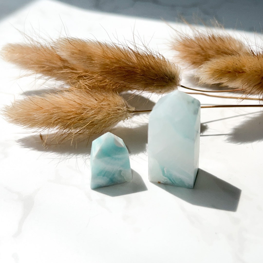 Natural Pectolite/larimar Tower Natural Sky Blue Stone Gem - Etsy