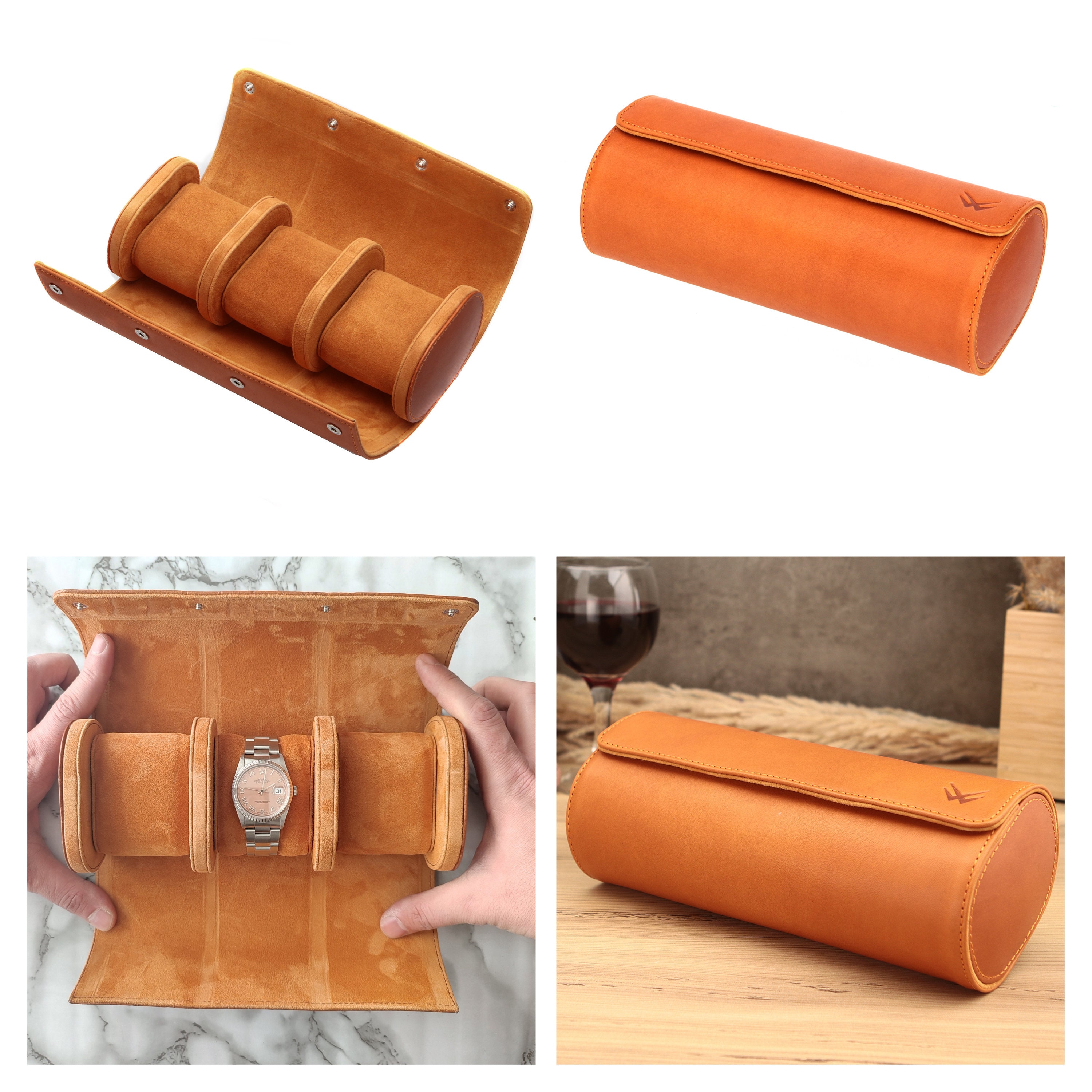 Leather Watch Roll / Leather Watch Case for 3 / Travel Watch Case ...