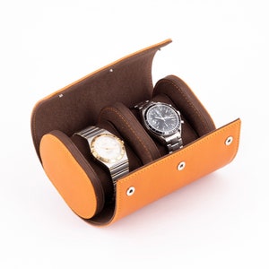 Personalized Handmade Leather Watch Roll, Watch Roll for 2, Watch Roll ...