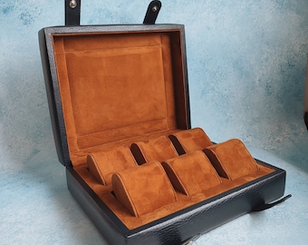 Ostrich Leather Handmade Luxury Watch Box for 6 / Luxury Watch Case for ...