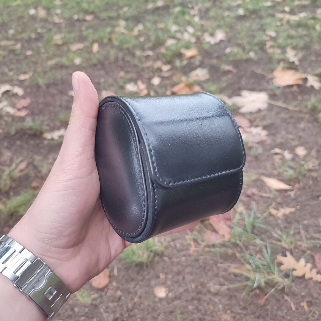 Personalized Calfskin Leather Watch Roll in Black / Customized Single ...