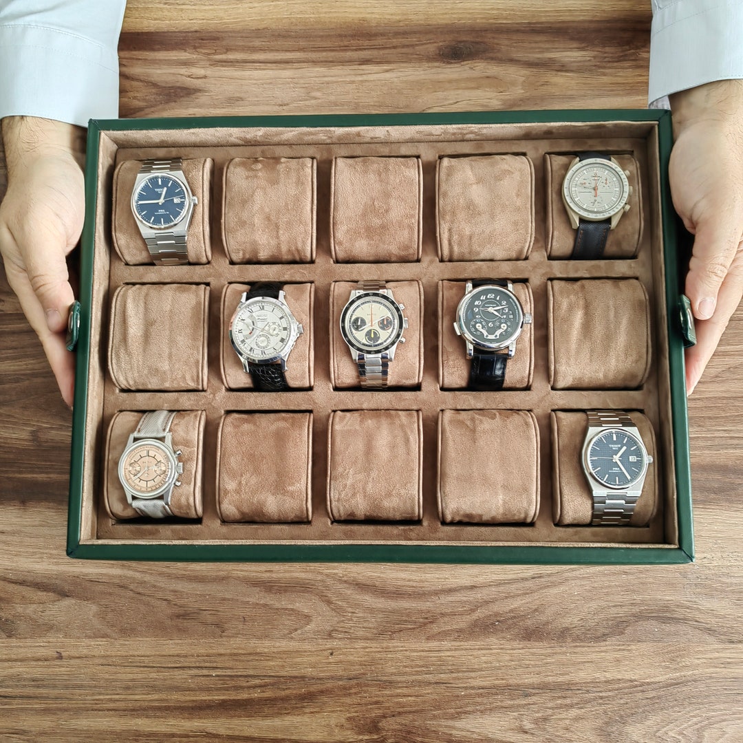 Handmade Leather Watch Box for 15 / Luxury Watch Case / Watch Box for ...