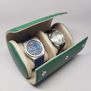 Personalized Handmade Leather Watch Roll, Watch Roll for 2, Watch Roll ...