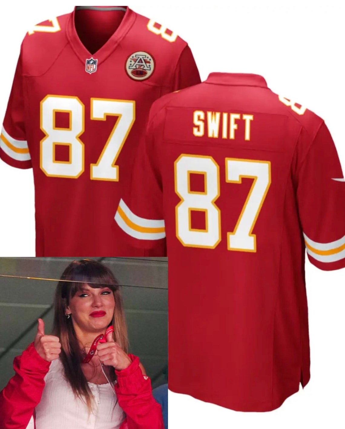 Travis Kelce SUPER BOWL Patch Kansas City Chiefs Jersey 87 Taylor Swift ...