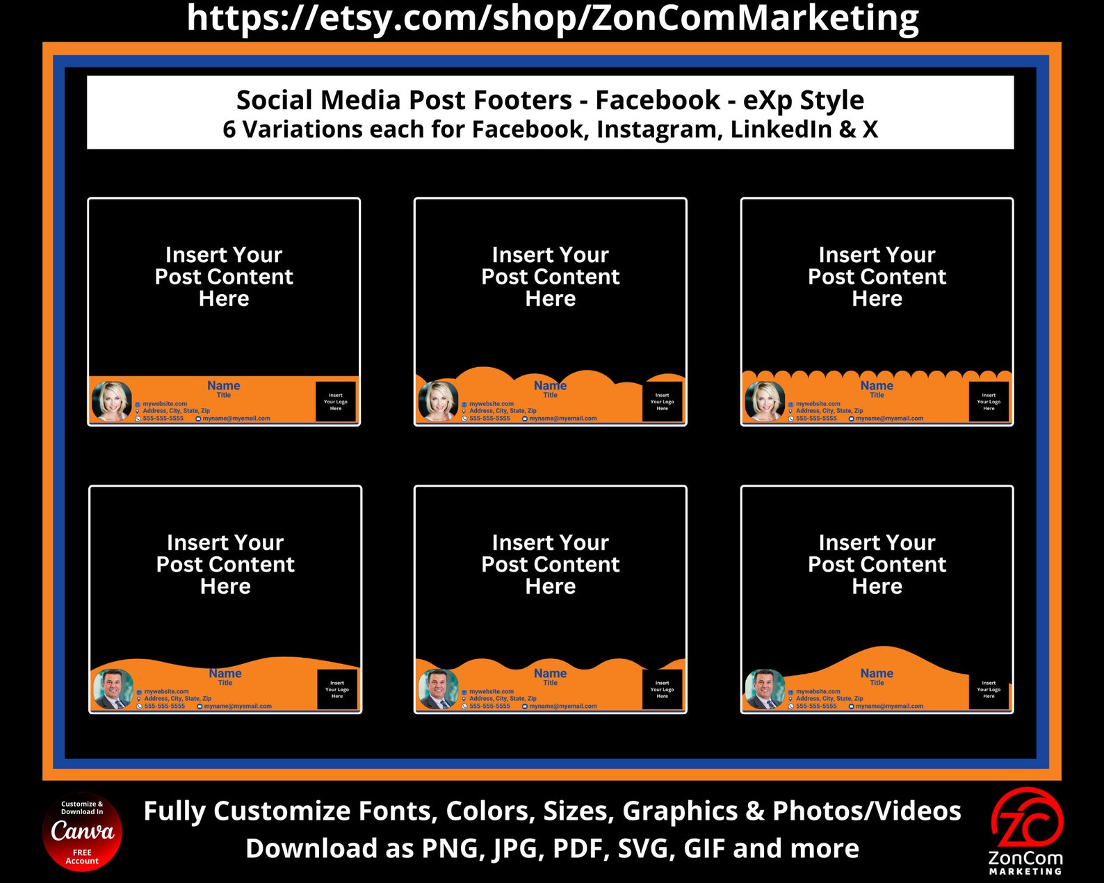 Social Media Post Footers - Exp Style - Etsy