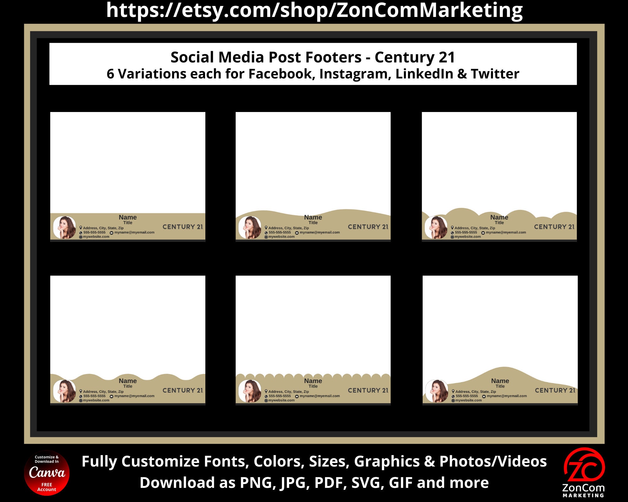 Social Media Post Footers Century 21 - Etsy