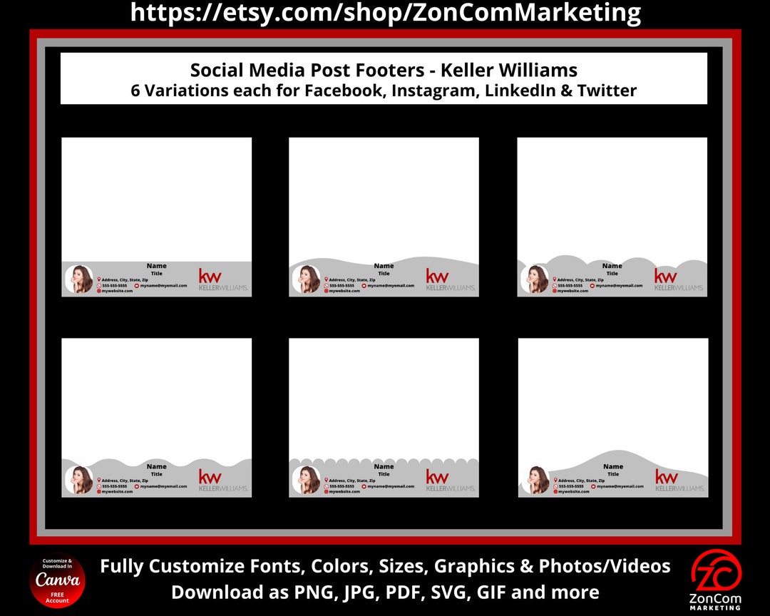 Social Media Post Footers Keller Williams - Etsy
