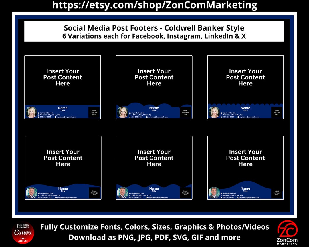 Social Media Post Footers - Coldwell Banker Style - Etsy