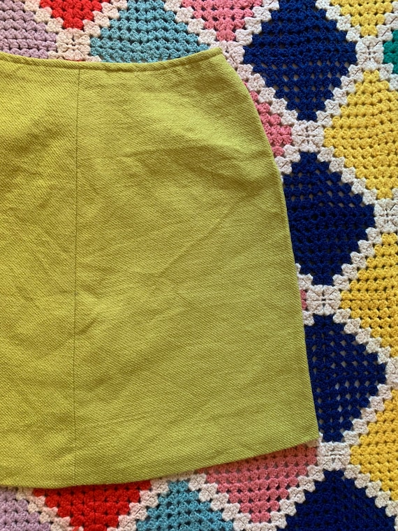 70s CANDY wool PASTEL acid green MINI_SKIRT - Gem